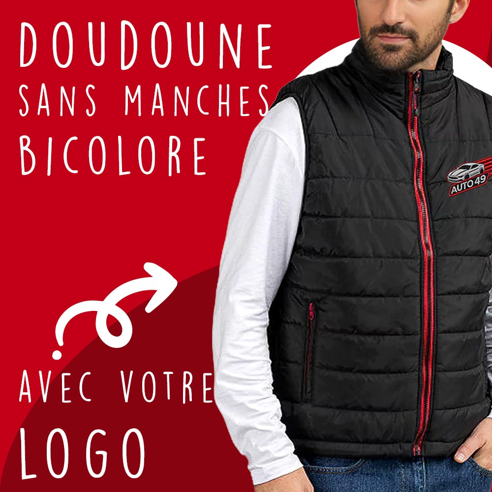 Doudoune sans manches bicolore personnalisable | Textile Print